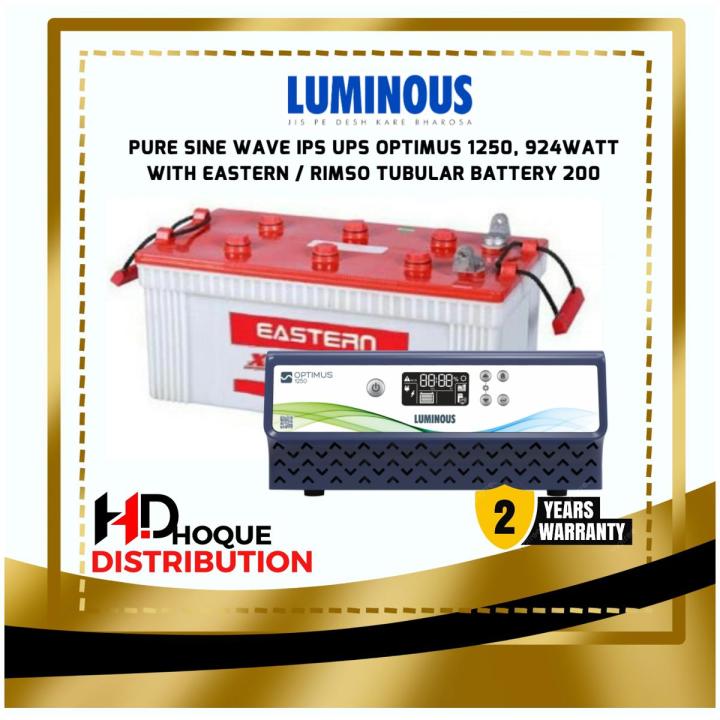 LUMINOUS PURE SINEWAVE IPS UPS MACHINE OPTIMUS 1250 WITH EASTERN ...