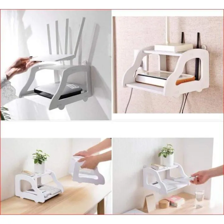 Wifi Router Stand Double Layer Wall Mounted Shelf | Daraz.com.bd