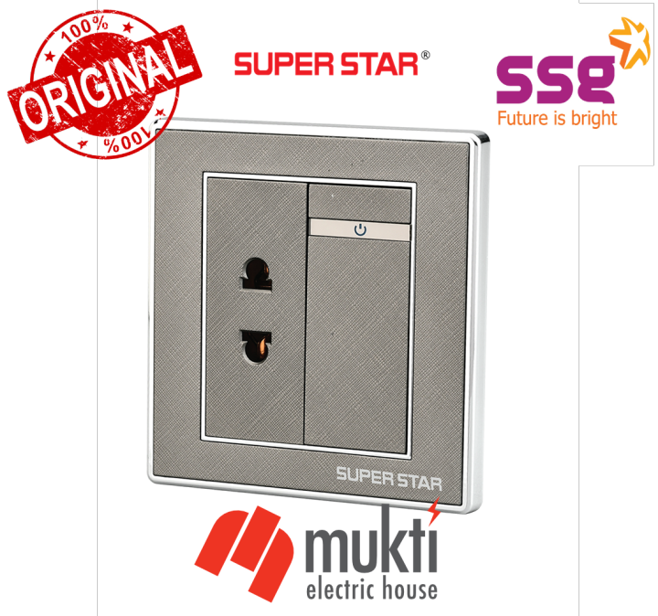 Super Star Ultimate 10A Two Pin Socket with Switch 2Pin Electrical Wall ...