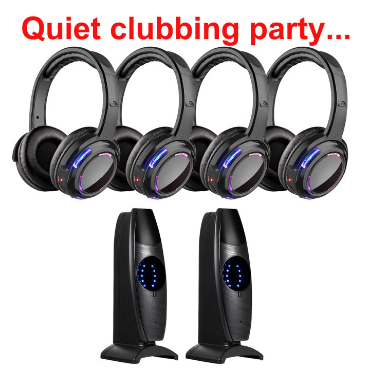 Silent Disco complete system led wireless headphones - Quiet Clubbing ...