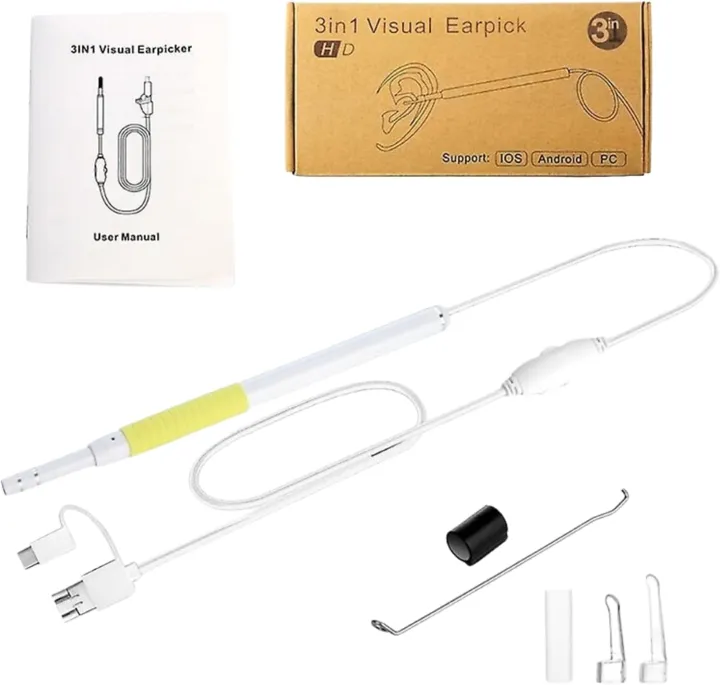 Earpick 3 in 1 Ear Cleaning HD Endoscope Spoon 5.5mm Visual 30W 130W ...