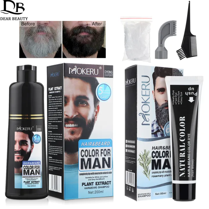 Natural Men's Black Beard Dye Shampoo 5 Minutes Fast Darken Hair Dye ...