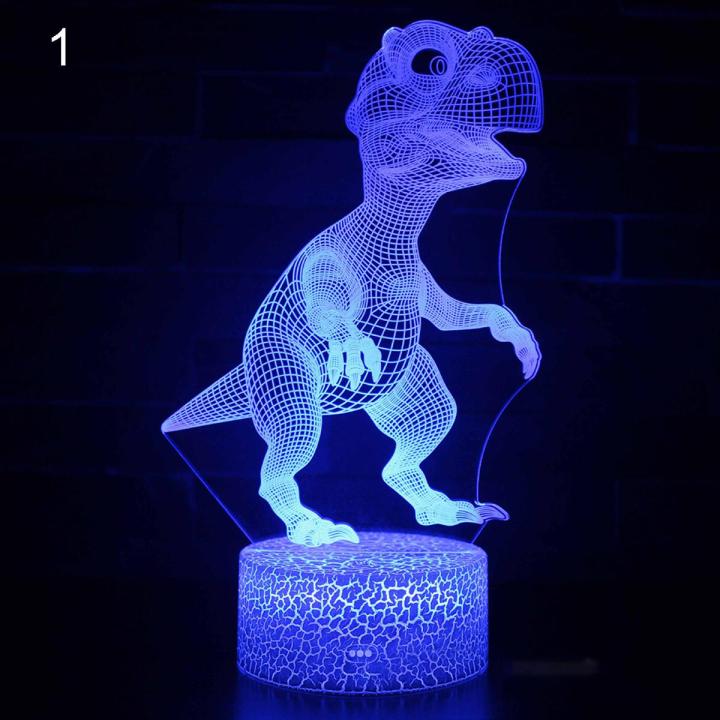 3D Dinosaur Illusion Night Light 7 Color LED Kid Bedroom Desk Table ...