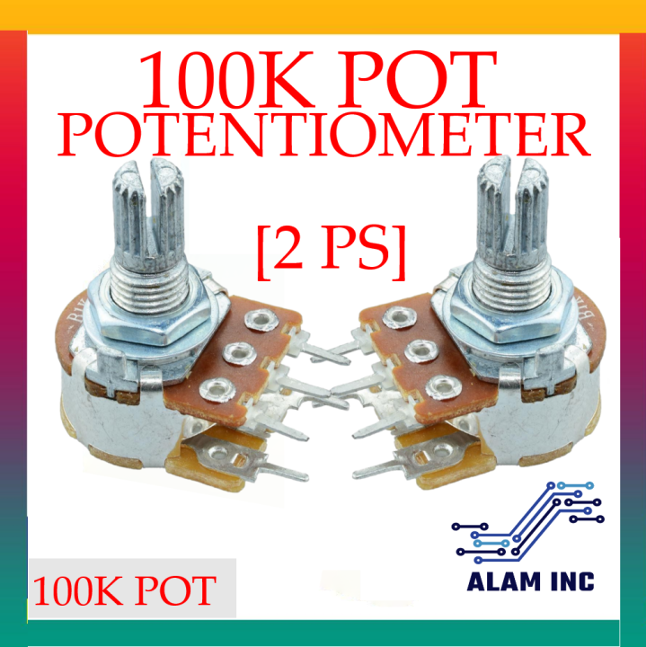 100K Potentiometer Panel Mount 100K Ohm 1/2 Watt 3 Terminal Rotary ...