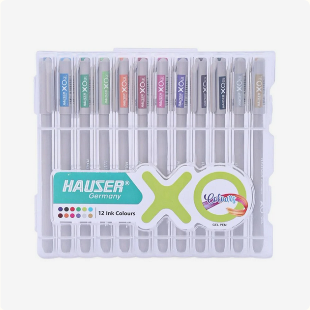 HAUSER XO Multicolor Gel Pen with Hard Box Case | Pack of 12 Pens ...