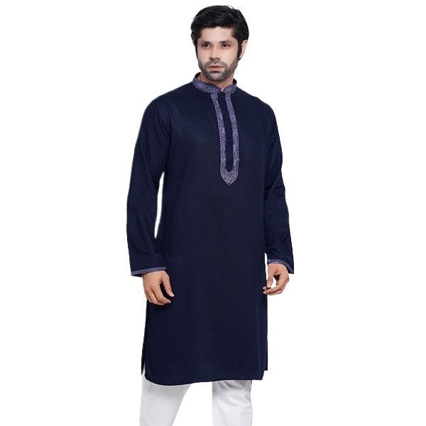 Navy blue embroidered panjabi for men low price | Premium panjabi ...