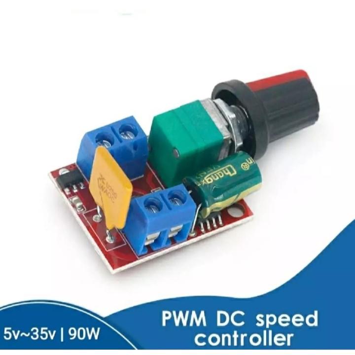 Mini 5A PWM Max 90W DC Motor Speed Controller Module 3V 6V 12V 24V 35V Speed Control Switch LED ...