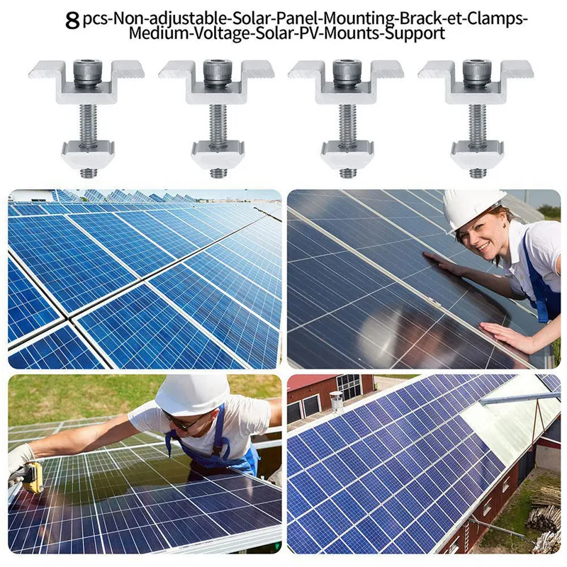 8Pack Solar Panel Mounting Brackets, Solar Panel End Clamps, Centre ...