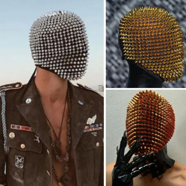 Nail Rivet Head Cover Durian Helmet Full Face Mask Fancy Dress Ball ...