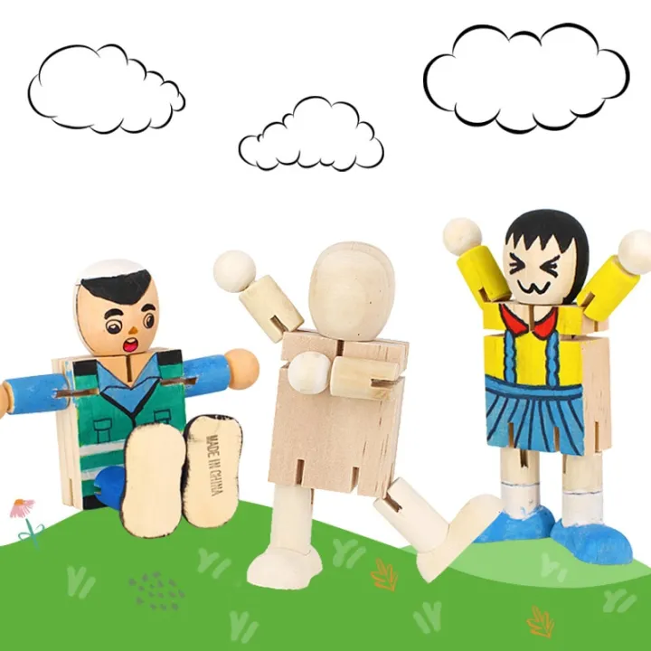 【Lejia】DIY white robot doll handicraft cartoon joint puppet craft toy ...