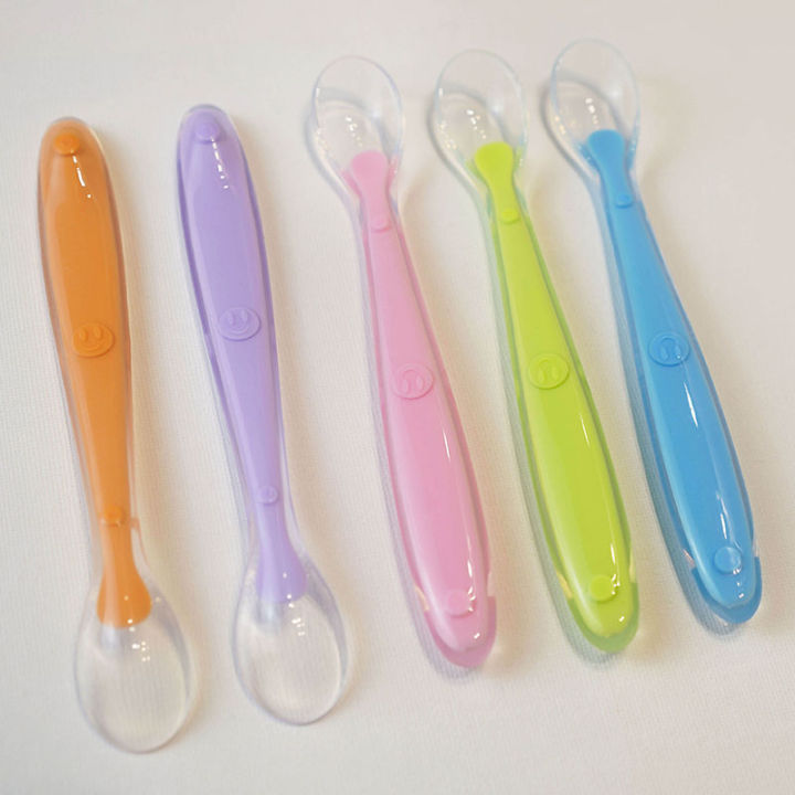Cute Baby Silicone Spoon BPA Free Non-toxic Newborn Training Long ...