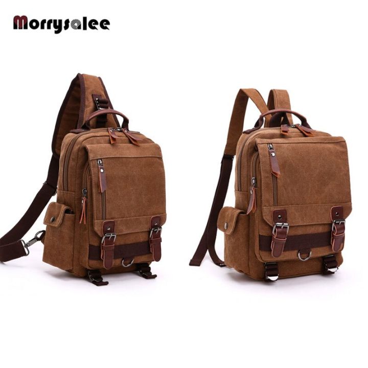 New Canvas Bag Men Bag Retro Shoulder Solid Color Zipper Single Root ...