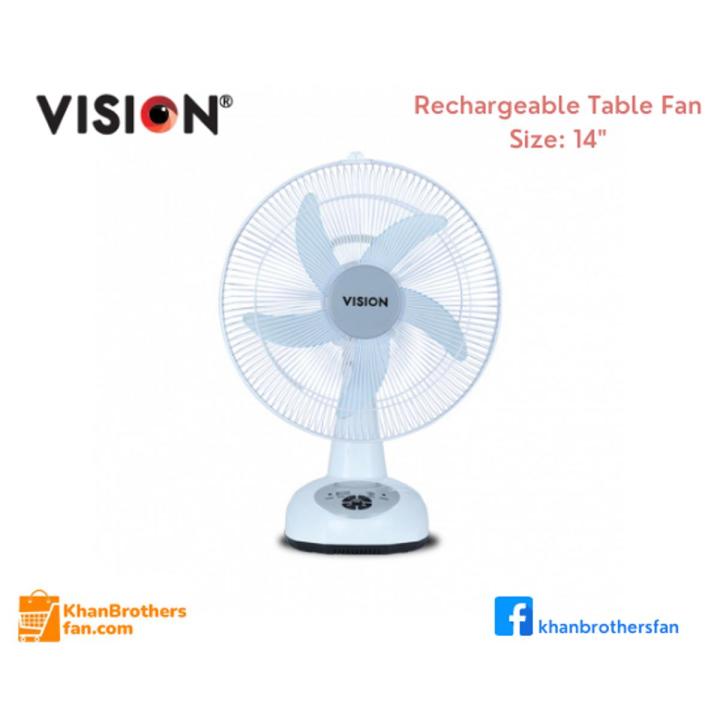 VISION Rechargeable Table Fan 14'' White USB Charger, Charger fan, AC ...
