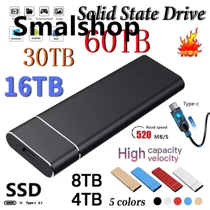 Smalshop Portable SSD 128TB External Hard Disk 64TB for Data Storage ...