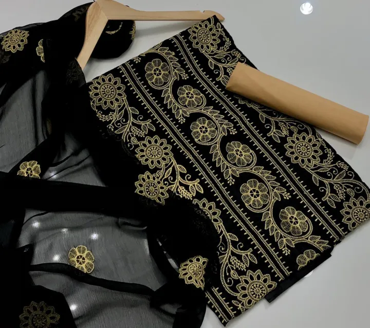 Pure AC Cotton Fabric Semi Stitch Three Piece 13 | Daraz.com.bd