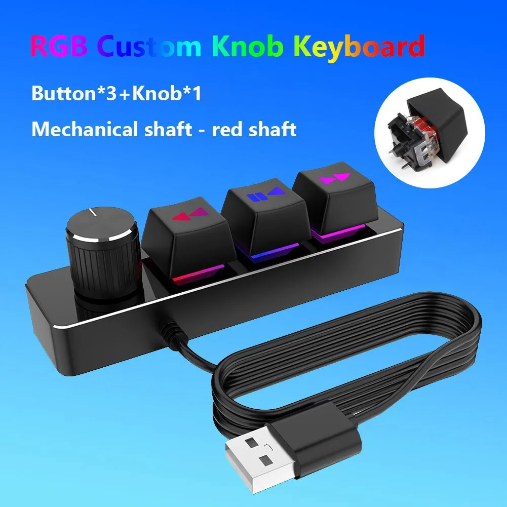 Macro Keyboard 3/4/9/12 Key 2 Knob Mechanical Keyboard Hot Swap Custom Keypad One-Handed Keypad ...