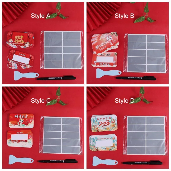 Cartoon 50Pcs Scratch-off Cards Send Pen and Scraper Block Anniversary ...