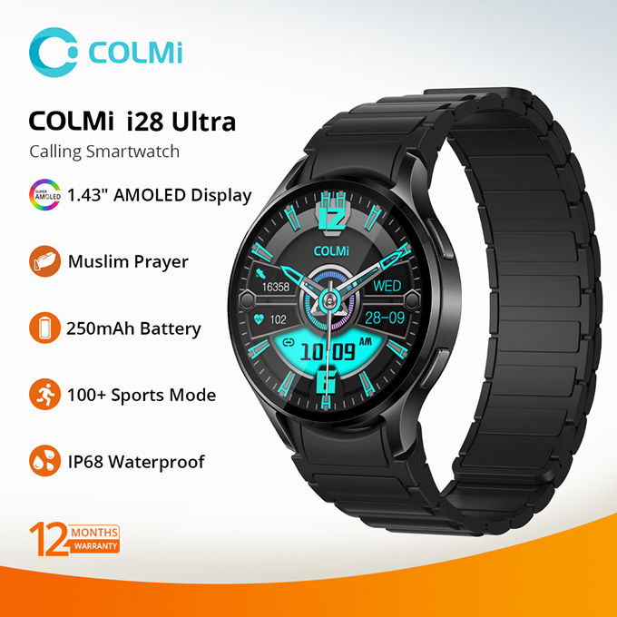 COLMI i28 Ultra AMOLED 1.43″ AOD Display Black Magnetic Bamboo Strap ...
