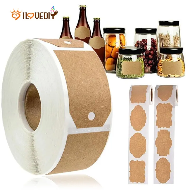 300 pcs1 Roll Kraft Present Tags Sticker Handwritten Convenience ...