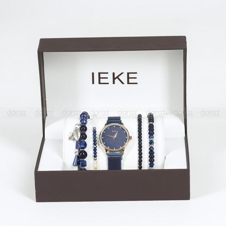 IEKE 88046 Classic Royal Blue Mesh Stainless Steel Analog Watch For ...