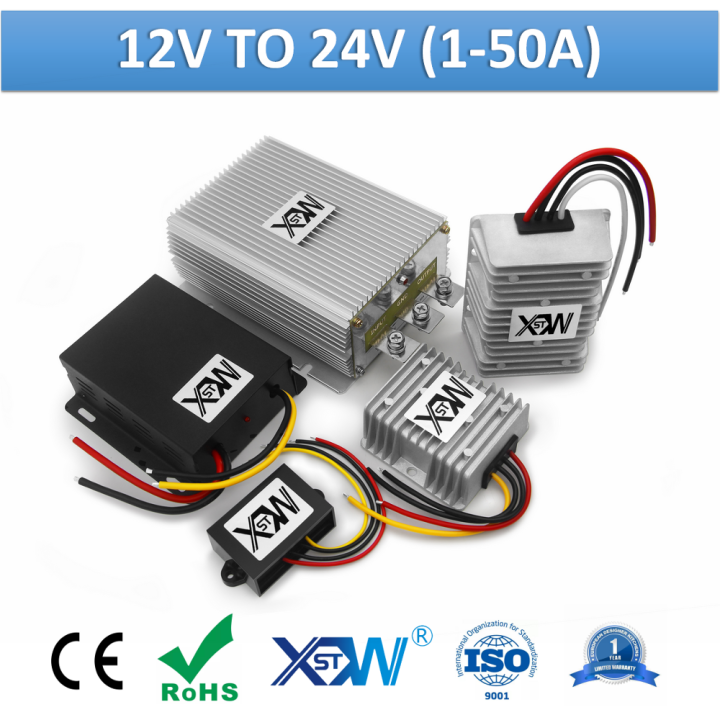XWST 12V TO 24V 1A 3A 5A 10A 12A 15A 20A 30A 40A 50A Step Up Boost DC DC Converter 12 Volt to 24 ...