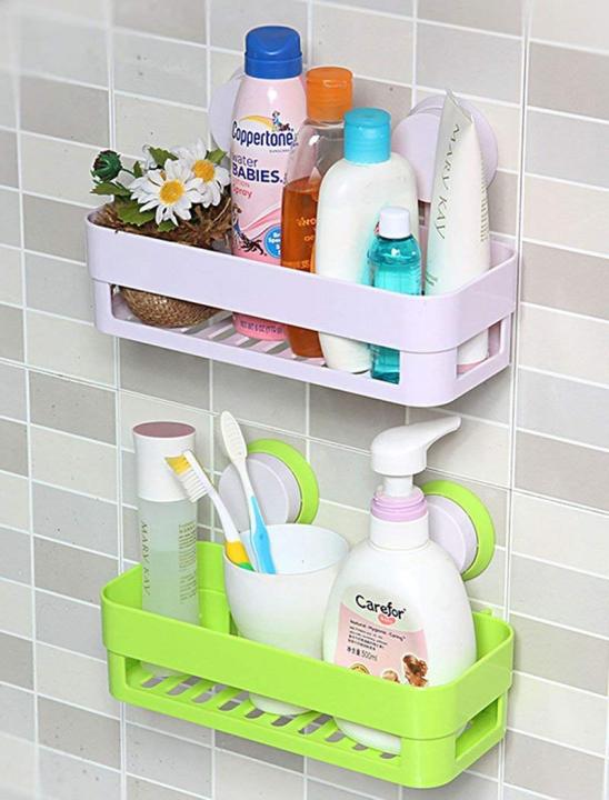 Plastic Vacuum Suction Shelf Wall Mounted Plastic Storage Rack Suction ...