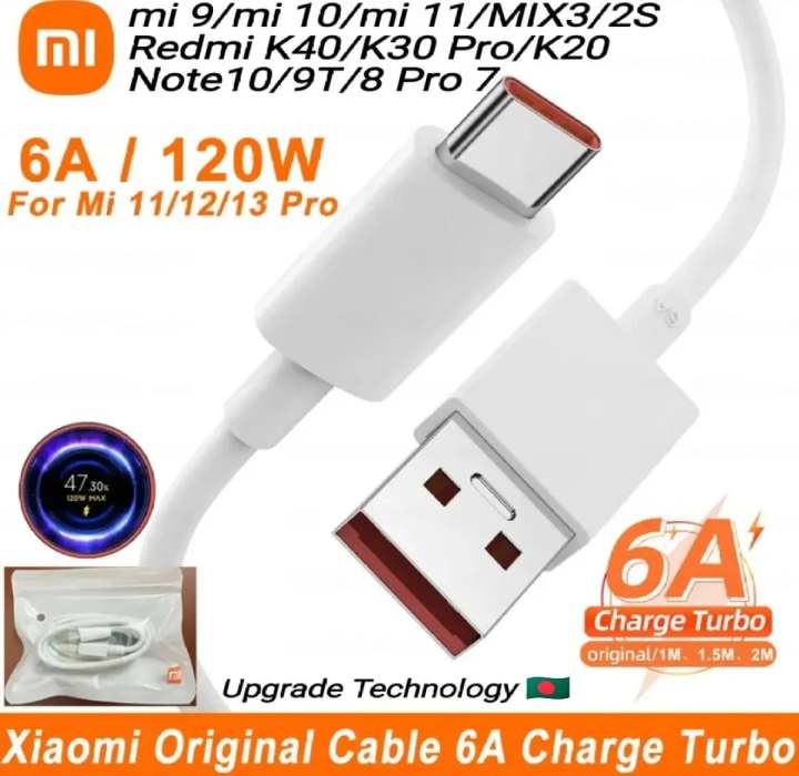 Xiaomi Type-C 6A 33w 65w 120w Turbo Charger Cable Quick Charging Type C USB For Mi 10 11 CC9 Pro ...