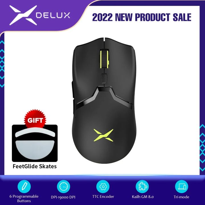 Delux M800PRO PAW3370 RGB Optical Wireless Gaming Mouse 19000 DPI Wired Programmable Ergonomic ...