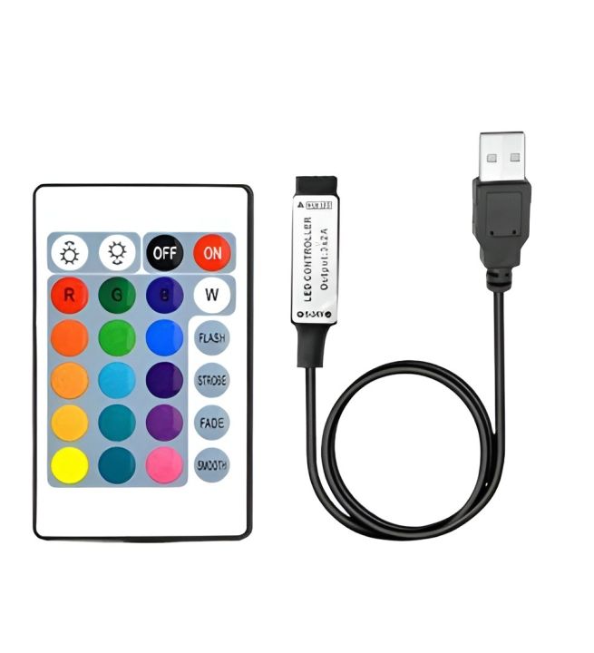 Remote Control RGB LED Strip Light Controller 5V 24KEYS Magic Home RGB ...