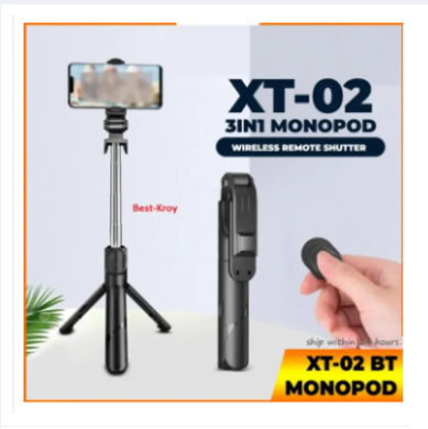 Xt02 Bluetooth Extendable Selfie Stick With Wireless Remote For Making Tiktok, Vlog Videos And ...