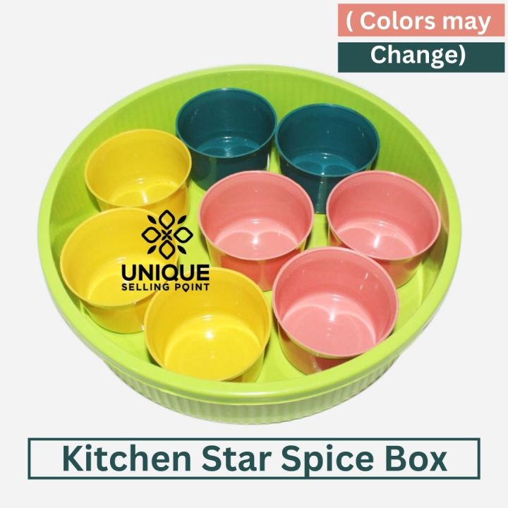 Kitchen Star Spice Box Multipurpose use with Lid and 8 PIECES Bati Set ...