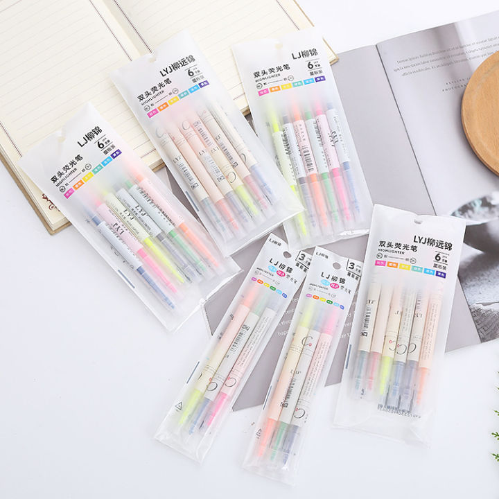 Panda Online 6PCS Double-ended highlighter Highlight Marker Student ...