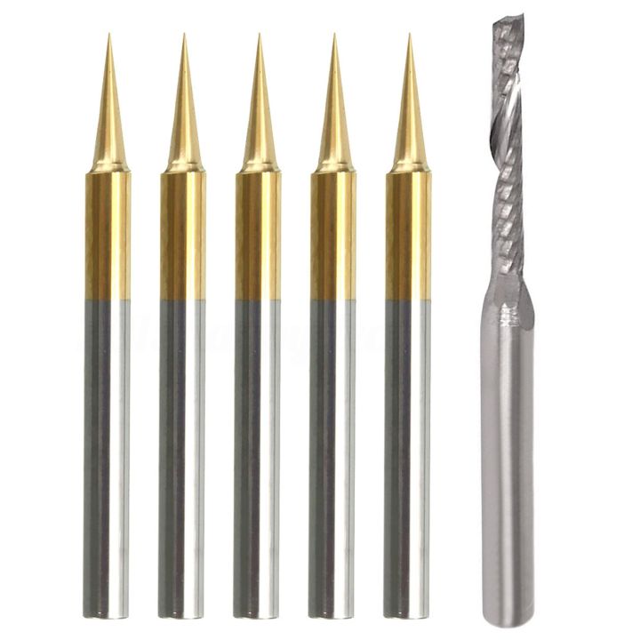2mmx15mm Carbide Single Flute Spiral End Mill with 5Pcs 15 Degree 0.1mm ...