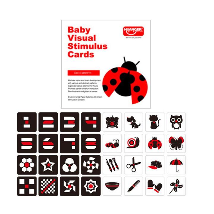 Montessori Baby Visual Stimulation Card Toys Black White Flash Cards ...