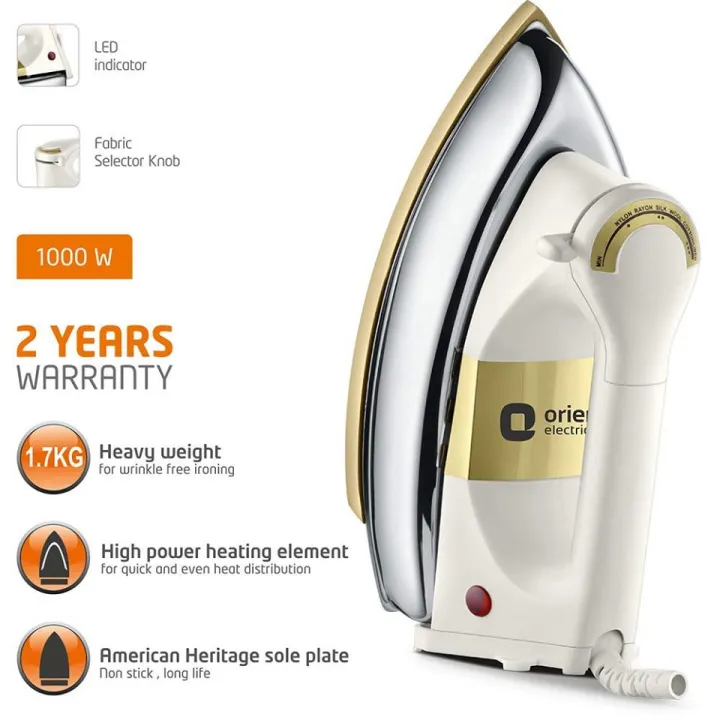 Orient Kratos Heavy Weight / Dry / Light Iron 1000 Watts Ivory ( Made ...