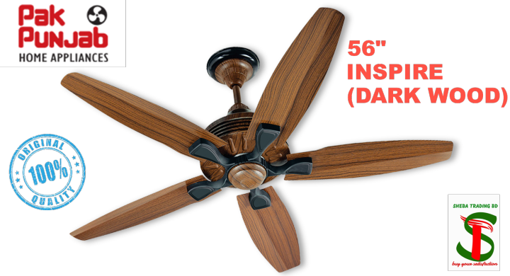 Pak Punjab 56" Ceiling Fan INSPIRE (DARK WOOD) 5 Blades Made in ...