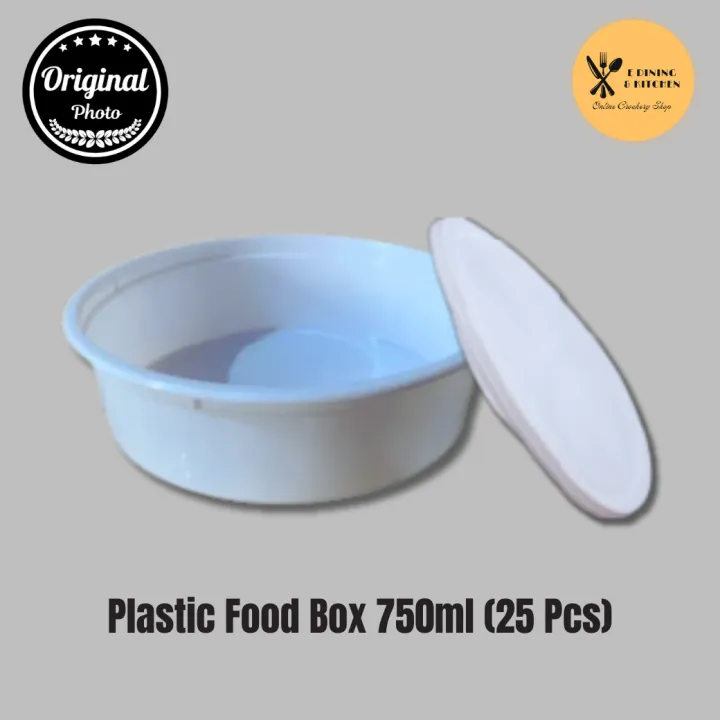 One Time Food Containers with Lid, Plastic Food Box round Shape 750 ml ...