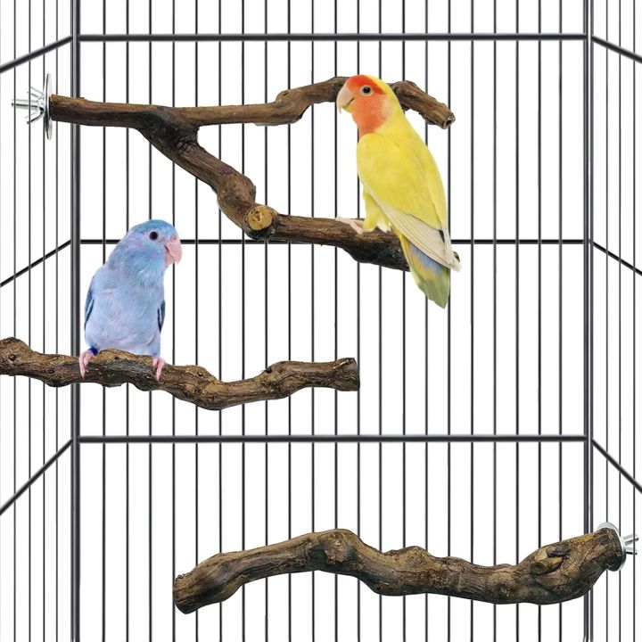 kathson 3pcs Natural Parrot Perch for Cage Wooden Bird Perches Grape ...