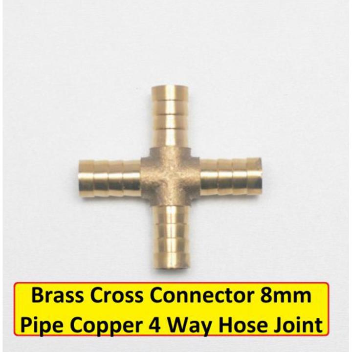 Brass Cross Connector 8mm Pipe Equal Brass Fitting Copper 4 Way Hose ...