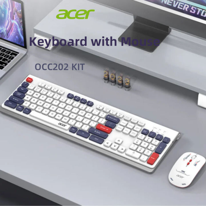 Acer Wireless Bluetooth Keyboard with Mouse set white blue key board ...