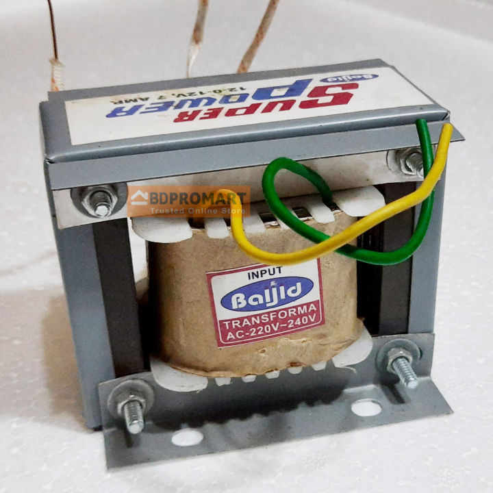 12V 7Amp Transformer Power Supply 12V-0-12V 7000mA Input AC 220V 50Hz Output DC 12 Volt 7A Step ...