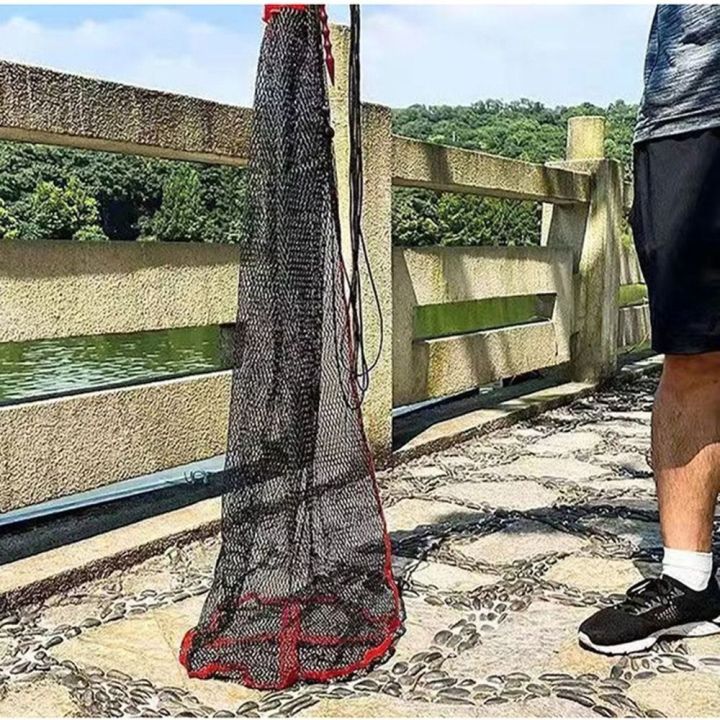 Easy to Carry Nylon Fishing Net Bag Green Foldable Fish Cage Thread ...