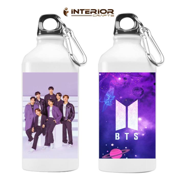 Bts Purple Galaxy With Bts Member Printed Water Bottle Sipper White ...