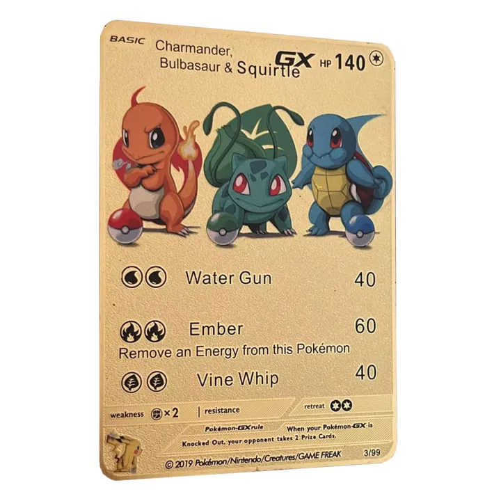 DIY Charmander Bulbasaur Squirtle GX Pokemon Cards in English Metal ...