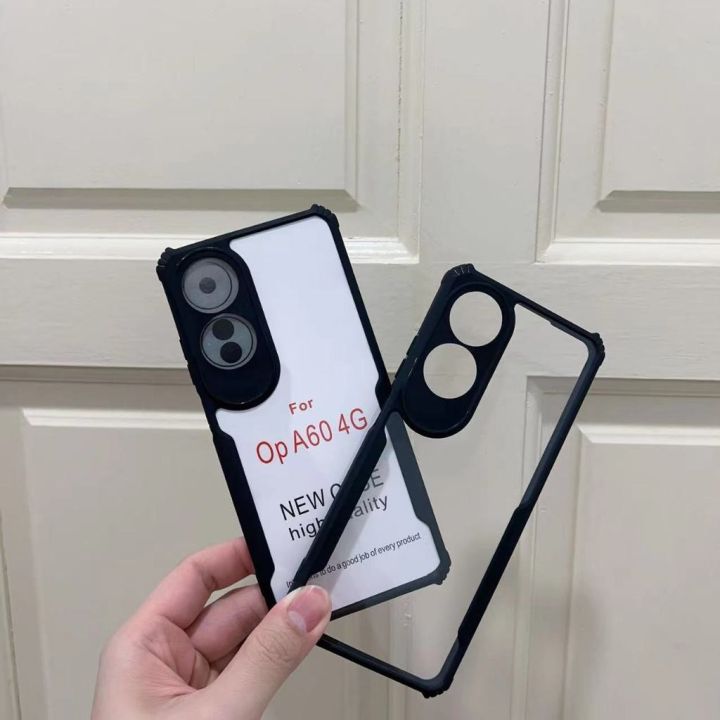 Oppo A60 Back Cover Transparent Black Premium Quality Phone Case ...