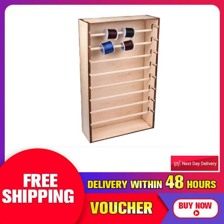 Wooden Sewing Thread Rack Stand Organizer Craft Embroidery Storage Sew ...