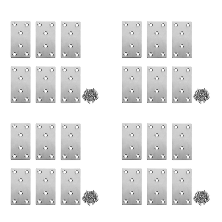 24 PCS Mending Plates Straight Brace Brackets Heavy Duty Flat Bracket ...