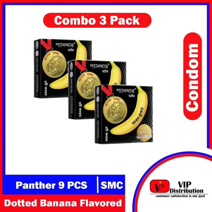 Panther - Dotted Banana Flavored Condom - Combo Pack - 3 Packs - 3x3=9pcs | Daraz.com.bd