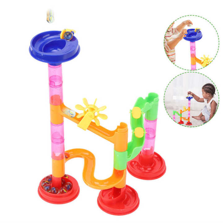 DIY Assemble Children Kid Marble Race Run Maze Track Blocks Educational ...