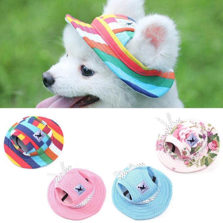 Dog Cap With Ear Holes for Small Dogs Canvas Cap Dog Baseball Beach ...